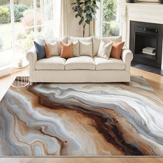 Generic Tapis Salon Marbre Abstrait Moderne, Moquette Lavable en Machine avec Dessous Antid&eacute;rapant, Tapis D&eacute;coratif pour Chambre Cuisine Entr&eacute;e et Maison, Gri