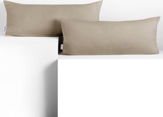 Decoking 2 Kissenbezüge 40x120 cm Jersey 100% gekämmte Baumwolle Reißverschluss Cappuccino Amber