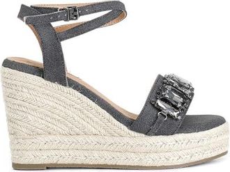 Cafènoir Sandales En Toile Ornées Dapplications Sur La Tige, Pour Femme, Couleur Noir, Taille 41