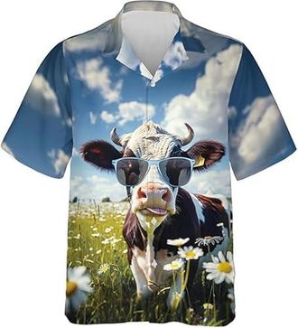 Keephen Dr&ocirc;le Fermier Vache Chemise Hawaiienne Femmes Hommes B&eacute;tail Impression 3D Chemise &agrave; Boutons Casual &Eacute;t&eacute; Chemisier Col &agrave; Revers Chemises