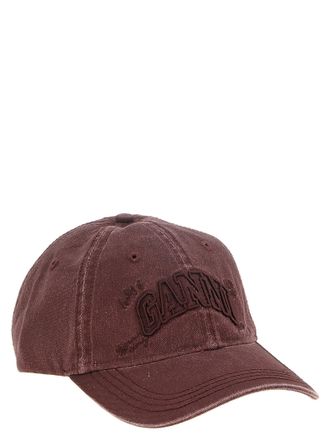 Ganni Organic Cotton Vintage Logo Baseball Cap - Burgundy