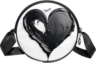 Generic Sac &agrave; bandouli&egrave;re Circle pour femme, petit sac &agrave; bandouli&egrave;re noir avec fermeture &eacute;clair, bretelles r&eacute;glables, sac &agrave; main rond d&eacute;contract&eacute; pour femmes 