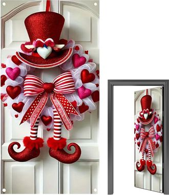Generico T&uuml;rkranz zum Valentinstag, romantische Dekoration f&uuml;r Partys, 180 x 90 cm, Dekoration zum Valentinstag, f&uuml;r Hauptt&uuml;r,, Fenster, Haus und Wohnung