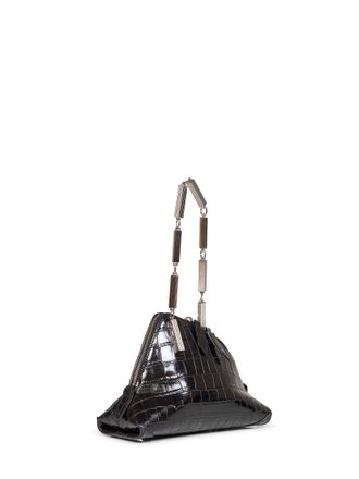 The Attico Womens Clutch La Scala Black Croco-Effect Leather Calf Handbags Hand Bags