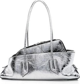 The Attico Crossbody Bags - Metallic Silver Handbag With Crinkled Texture - Gr. unisize - in Silber - für Damen