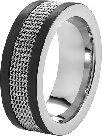 Zippo Ring - Silber, Schwarz - Mesh-Band - Edelstahl - Hochglanzpoliert - Größe 62 - In Geschenkbox