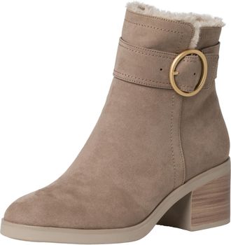 s.Oliver Damen Stiefeletten mit Absatz Gef&uuml;ttert mit Schnalle und Rei&szlig;verschluss, Braun (Taupe), 41 EU