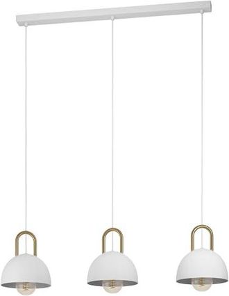 Eglo Pendelleuchte Calmanera, 3 flammige Hängelampe, Hängeleuchte aus Metall in Weiß, Messing-Gebürstet, Esstischlampe, Wohnzimmerlampe hängend mit E27 Fas