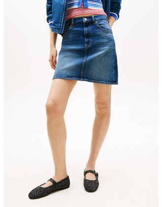 Tommy Jeans Mini-jupe mom en jean &agrave; taille ultra haute - Bleu fonc&eacute;