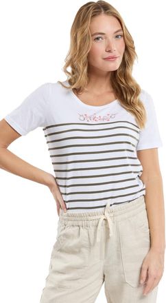 Armor Lux Damen Kurz&auml;rmelig Pullover, Wei&szlig;/Caccia Serie Blumen, Small