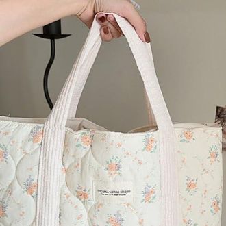 Generic Sac fourre-tout matelass&eacute; &agrave; fleurs pour femmes, sac &agrave; main &eacute;l&eacute;gant pour les voyages en plein air (Style 3 blanc)