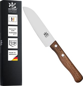 Gehring Solingen Look Santokumesser I 11 cm Klingenl&auml;nge I rostfreier Edelstahl I ergonomischer Buchenholzgriff I K&uuml;chenmesser I Kochmesser I Made in Germany