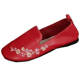 Generic Chaussures plates pour femme - Coupe large - Confortables - Bout rond - Brod&eacute;es - Tendance - L&eacute;g&egrave;res - &Agrave; enfiler - Chaussures de marche en plein air, 
