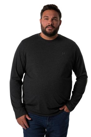 Men Plus Herren gro&szlig;e Gr&ouml;&szlig;en Menswear L-8XL Men+ Langarmshirt, Bauchfit, Spezialschnitt, Basic, Rundhals, bis 10 XL schwarz 3XL 836313100-3XL