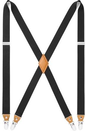 Hisdern Bretelles pour hommes avec 4 bretelles à clips métalliques très solides, taille unique, réglable et élastique, forme X