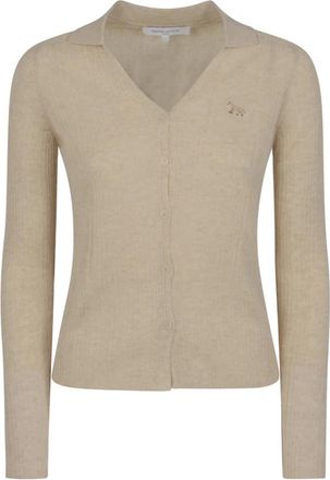 Maison Kitsun&eacute; Femme, Pulls, Beige, Taille: 42 FR Cardigan Fine Rib Baby Fox
