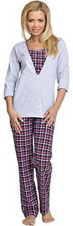 Be Mammy Grossesse Pyjama Allaitement Ensemble Haut et Bas Vêtements dIntérieur Femme V2R4N381 (Mélange-2, L)