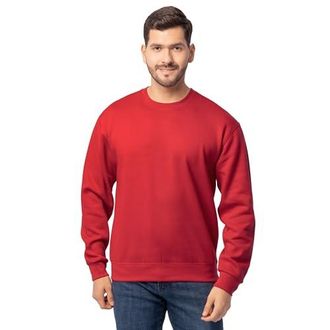 Fruit Of The Loom Fruit of The Loom Sweatshirts et Sweats Capuche en Polaire Eversoft pour Hommes, Sweat-Shirt, Rouge, Taille M, Col Rond - Rouge, M