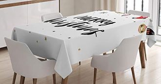 Abakuhaus No&euml;l Nappe, Mots Modernes, Linge de Table Rectangulaire pour Salle &agrave; Manger D&eacute;cor de Cuisine, 140 x 240 cm, Rouge Blanc Noir