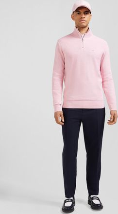 Eden Park Pull Col Camionneur Zipp&eacute; Uni En Coton Rose Coupe Regular