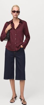 Mango Fließende Satinbluse bordeaux - Damen - S - MANGO