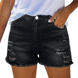 Generic Short en jean pour femme - &Eacute;t&eacute; - Taille moyenne - Sexy - Couleur unie - Stretch - L&eacute;ger et fin - Pour les loisirs - Bermuda dext&eacute;rieur - Trekking - D&eacute;