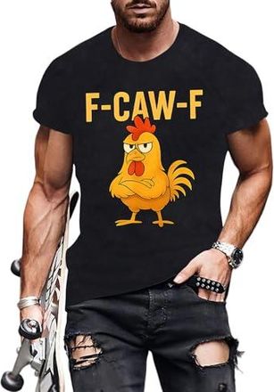 Generic T-shirt fantaisie &agrave; manches courtes pour homme - Motif coq - Style d&eacute;contract&eacute; - Streetwear quotidien, Noir, 3XL