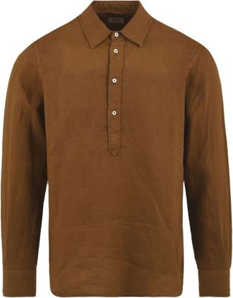 Aspesi Homme, Chemises, Brun, Taille: M Chemise en lin &agrave; col fran&ccedil;ais