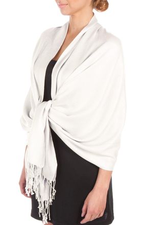 Sakkas Silky Feste weiche Pashmina Schal Wrap Stole - nicht-gerade weiss