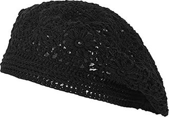 ZLYC Femmes Dété Chapeau de Béret Fait Main Bérets au Crochet(Noir uni),Taille Unique