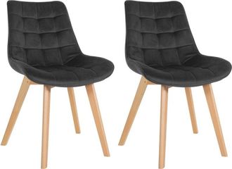 Clp Lot de 2 chaises Brook velours Noir