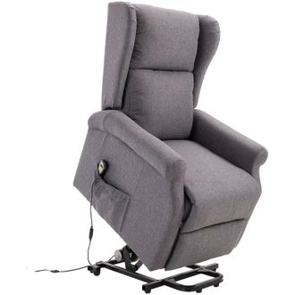 HOMCOM Homcom - Fauteuil de relaxation &eacute;lectrique fauteuil releveur inclinable avec repose-pied ajustable lin gris chin&eacute;