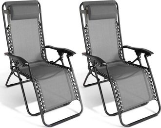 IDMarket Satz von 2 Gartensesseln mit Neigung relax gro&szlig;er Komfort anthrazitgrau
