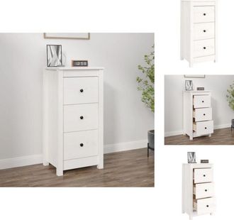 vidaXL Sideboard Wei&szlig; 40x35x80 cm Massivholz Kiefer - Holz Sideboard - Massiver Holzschaukelstuhl - Wohnzimmerschrank - Regal Wei&szlig; - Kiefernholzm&ouml;bel