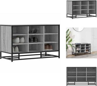 vidaXL Schuhbank Grau Sonoma 84x40x53,5 cm Holzwerkstoff und Metall - Schuhbank - Schuhbänke - Flurbank - Dielenbank