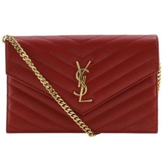 Saint Laurent Portefeuille &agrave; cha&icirc;ne Envelope Pre-owned - Femme - Pre-owned - Rouge - Taille: ONE Size