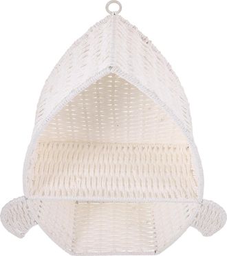 SOLUSTRE Gewebtes Wandregal aus Papierseil und Eisen Schwebendes H&auml;ngeregal mit Robustem Korb Vielseitiges Aufbewahrungskorb f&uuml;r Wohnzimmer und Badezimmer