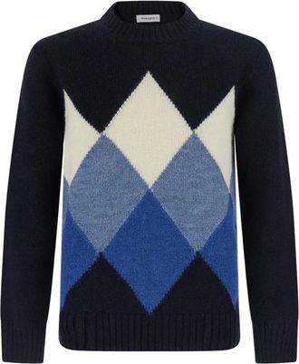 KANGRA Crewneck Diamonds - - Knitwear - Herren - Blau - 2XL