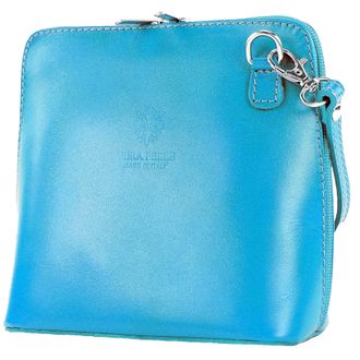 modamoda.de T94 - ital kleine Umh&auml;ngetasche aus Glattleder, Farbe:Himmelblau