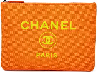 Chanel Clutches - Medium Mixed Fiber Deauville O Case Clutch - Gr. unisize - in Orange - f&uuml;r Damen