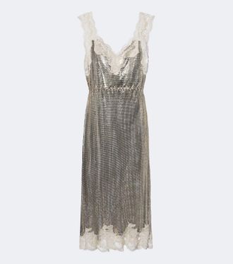 Paco Rabanne Midikleid aus Chainmail mit Spitze