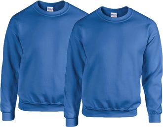Gildan 2er Herren Sweatshirt Heavy Blend Sweat M L XL 2XL 3XL 4XL 5XL in verschiedenen Farbsets & HLKauf-Block (2X Royal & 1x HLKauf-Block, XXL)