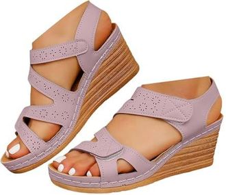 Generic Sandales orthop&eacute;diques larges pour femme avec sangle de cheville et bout ouvert - Semelle souple - Coupe large - Chaussures de plage confortables, Yd 