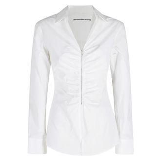 Alexander Wang Shirt mit Rei&szlig;verschluss und Raffdetails - - Blouses & Shirts - Damen - Wei&szlig; - S