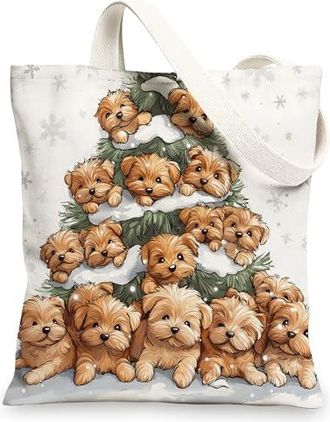 Generic Sac fourre-tout en toile r&eacute;utilisable pour le shopping Motif chien Norfolk Terrier 33 x 38 cm