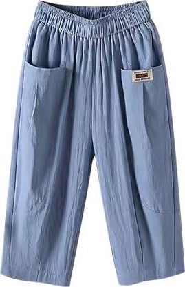 Generic Short en coton longueur genou pour femme taille élastique grande taille 1/2 demi-short dété avec poches couleur unie bermuda court ample ample décontr