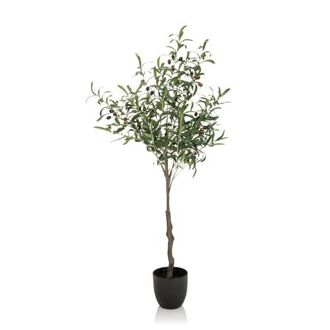 hjh OFFICE 871012 Plante Artificielle Olive Arbre Artificiel pour décoration de Maison, Hauteur 120 cm, Plastique