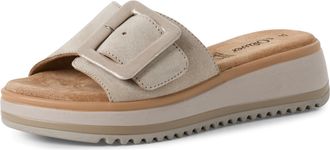 s.Oliver Damen Pantoletten aus Leder mit Schnalle, Beige (Beige), 40 EU