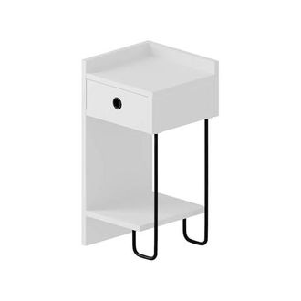 Dmora Nachttisch Quilla 32x30x61 cm Wei&szlig; 1 Schublade 2 B&ouml;den