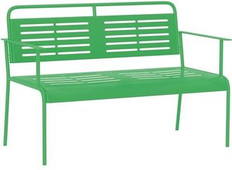 OUTSUNNY Banc de Jardin 2 Places Banc extérieur Jardin en Acier avec accoudoirs et Dossier pour Balcon terrasse Patio véranda pelouse, 121 x 64 x 84 cm, Vert